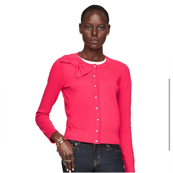 kate spade | Sweaters | Kate Spade Gorgeous Pink Bow Cardigan With ...
